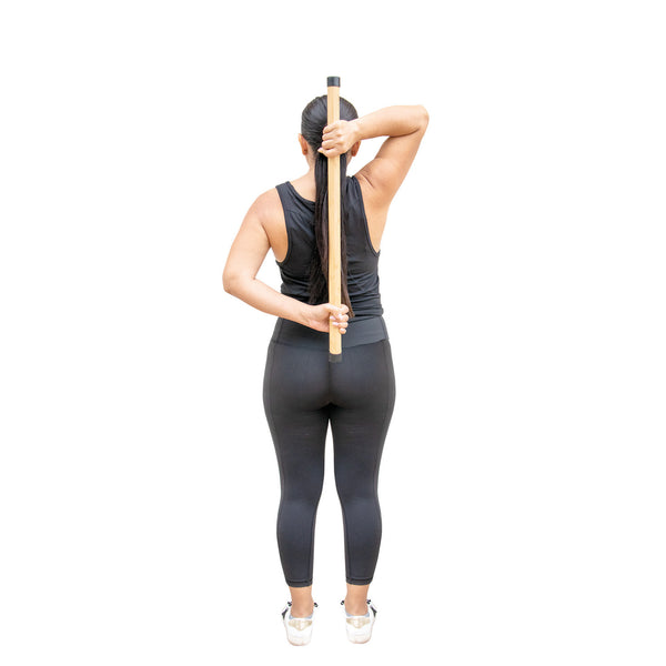Bamboo Mobility & Training Stick with Rubber Feet - Exercise Balance P ...