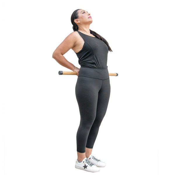 Bamboo Mobility & Training Stick with Rubber Feet - Exercise Balance P ...
