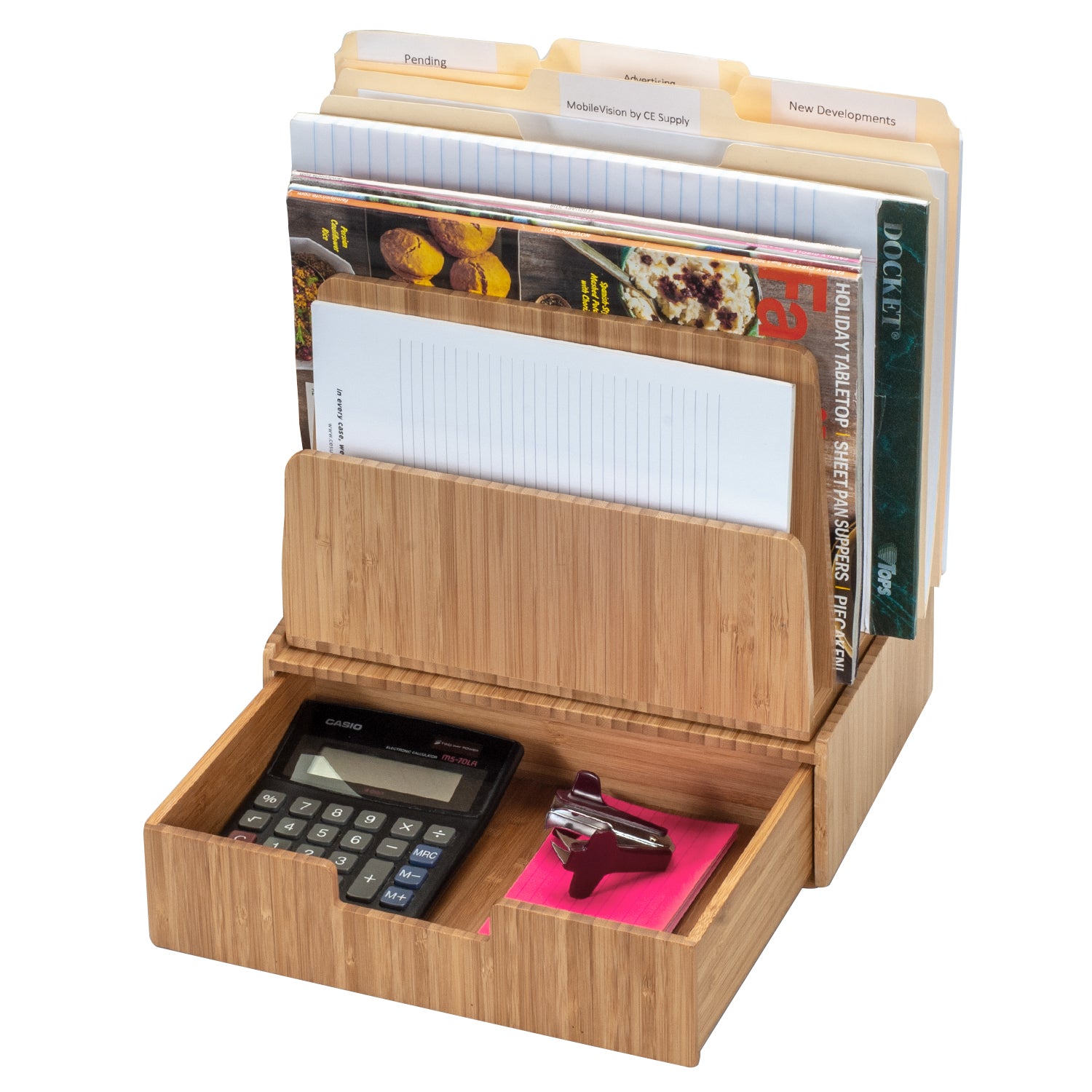 Bamboo 5 Slot Organizer & Drawer Combo - MobilevisionUS