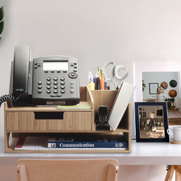 Bamboo Executive Telephone Stand & Desktop Command Center | Multi-Func ...