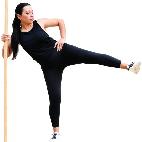 Bamboo Mobility & Training Stick with Rubber Feet - Exercise Balance P ...