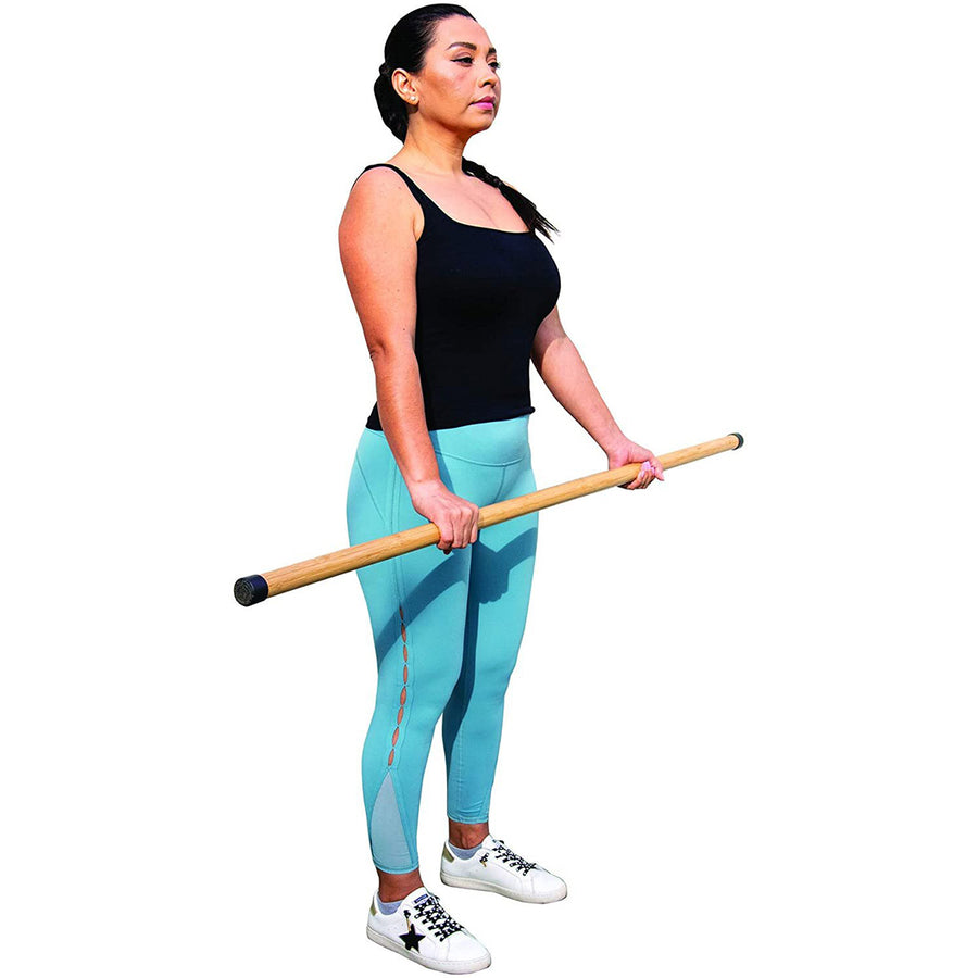 Bamboo Mobility & Training Stick with Rubber Feet - Exercise Balance P ...